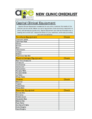Fillable Online NEW CLINIC CHECKLIST Fax Email Print - pdfFiller