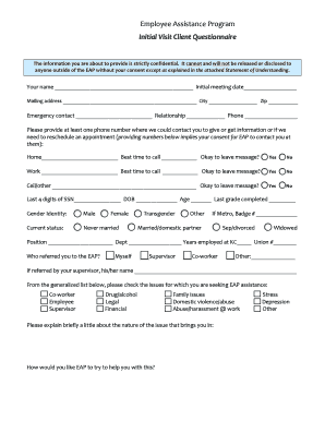 Fillable Online kingcounty Employee Assistance Program Initial Visit ...