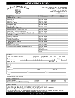 Fillable Online WINE ORDER FORM Fax Email Print - pdfFiller
