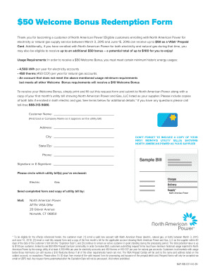 Fillable Online $50 Welcome Bonus Redemption Form Thank you for ...