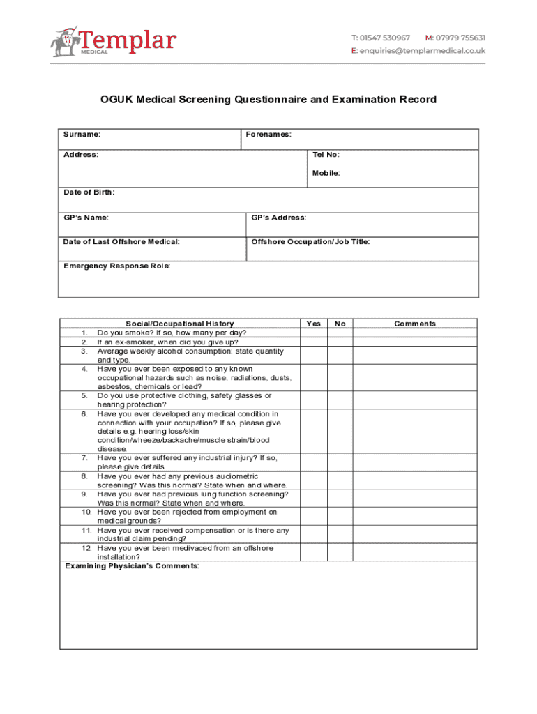Oguk Medical Form Pdf - Fill Online, Printable, Fillable, Blank | pdfFiller