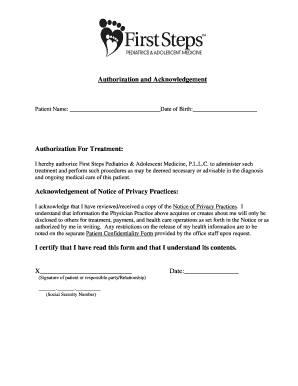 Fillable Online Authorization and Acknowledgement Authorization For Fax ...