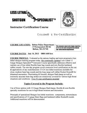 Fillable Online Less lethal shotgun specialist - TJA Use of Force ...