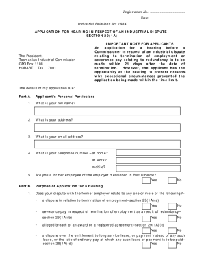 Fillable Online Form 29(1A). Application for Hearing in respect of an ...