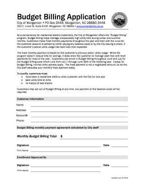 Fillable Online Budget Billing Application - morgantonncgov Fax Email Print - pdfFiller