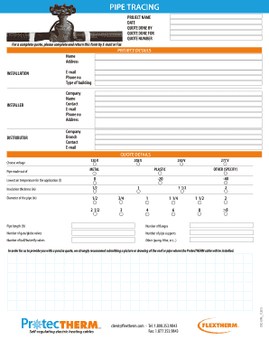 Fillable Online PIPE TRACING - Flextherm Fax Email Print - pdfFiller
