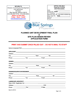 Fillable Online PUD Final Plan Site Plan Design amp Site Plan Design ...