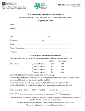 Fillable Online Registration form - The Lung Association of ...