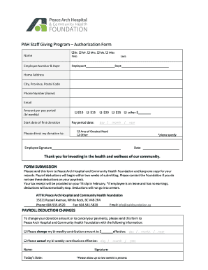 Fillable Online pahfoundation PAH Staff Giving Program Authorization ...