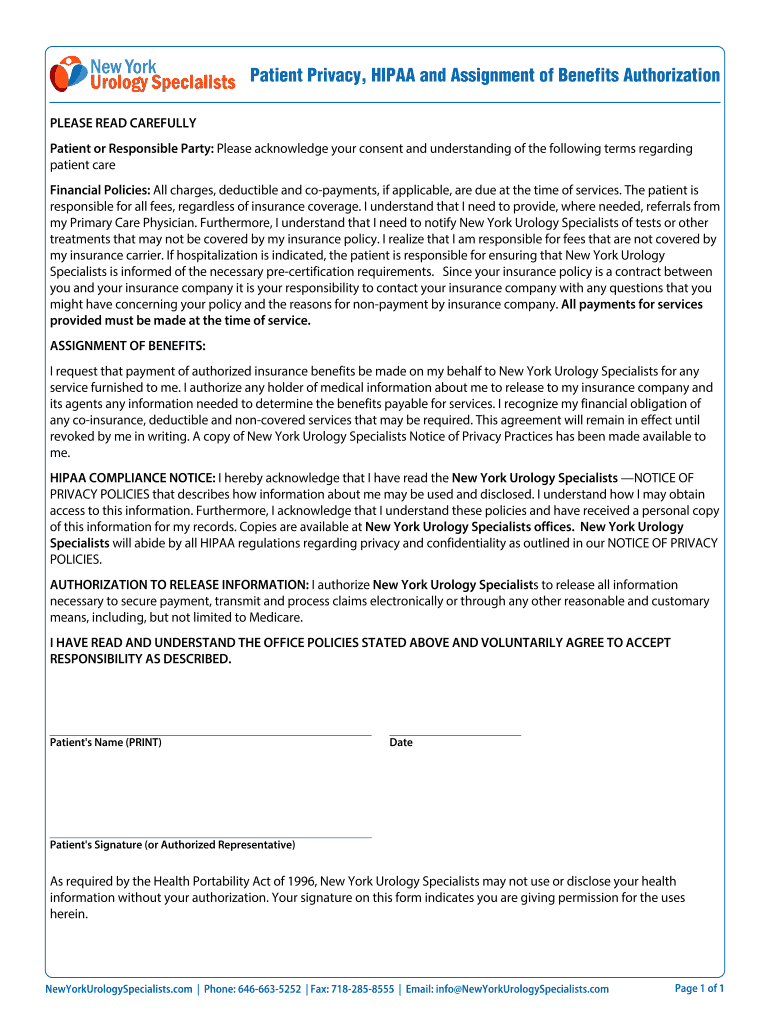 Fillable Online Patient or Responsible Party: Please acknowledge your ...