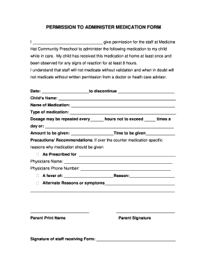 Fillable Online PERMISSION TO ADMINISTER MEDICATION FORM Fax Email ...