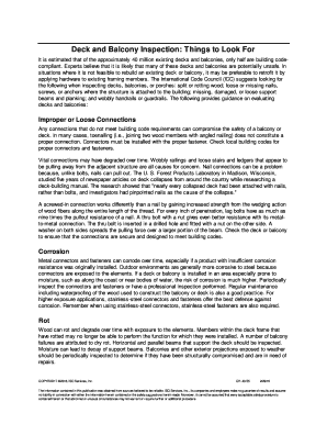 Fillable Online Deck and Balcony Inspection: Things to Look For Fax ...