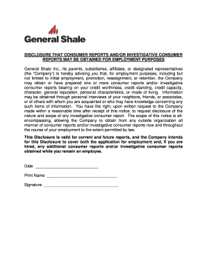 Fillable Online FCRA Disclosure - General Shale Fax Email Print - pdfFiller