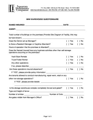 Warehouse Questionnaire - Fill Online, Printable, Fillable, Blank ...