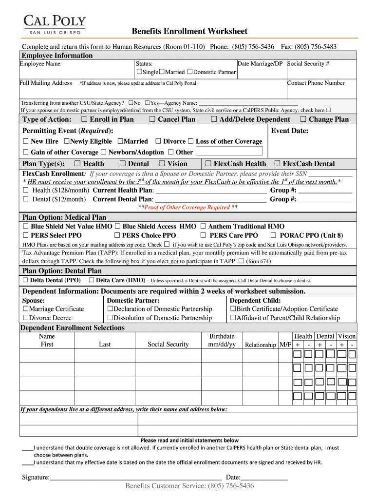 Fillable Online afd calpoly Employee Benefits - Human Resources - AFD - Cal Poly Fax Email Print ...