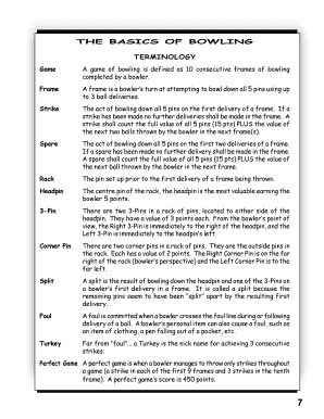 Fillable Online THE BASICS OF BOWLING Fax Email Print - pdfFiller