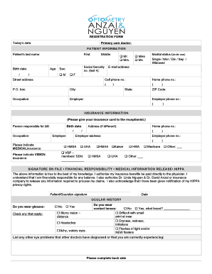 Fillable Online ANzaiNguyen registration form - Maui Optometry Fax Email Print - pdfFiller
