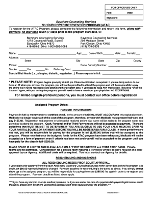 Fillable Online bayshorecs 72 Hour Driver Intervention Program Form ...