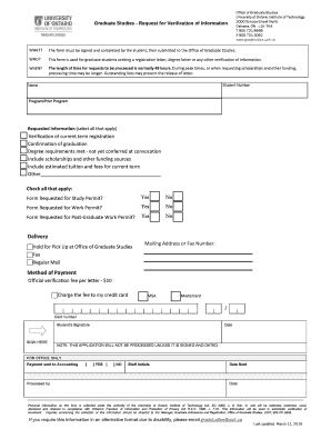Fillable Online BRequestb for Verification of Information - UOIT Fax ...