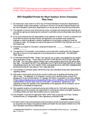 Fillable Online BES Simplified Permit for Short Sanitary Sewer ...