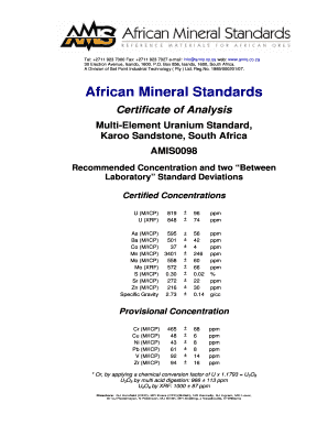 Fillable Online amis co African Mineral Standards Certificate of ...