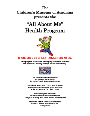 Fillable Online All About Me Curriculum Guide - Children's Museum of ...