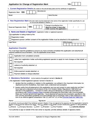 Fillable Online casa govcms gov Form 023 - Appliction for Change of ...