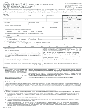 Fillable Online depts washington Residence Questionnaire - University of Washington Fax Email ...
