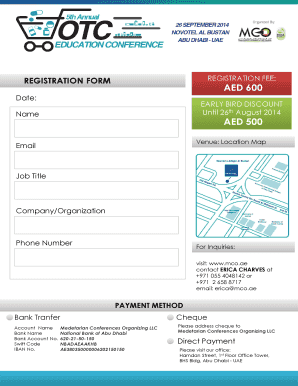 Fillable Online mco REGISTRATION FORM REGISTRATION FEE AED 600 AED 500 ...