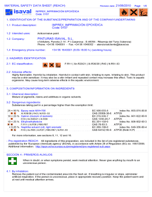 Fillable Online isaval MATERIAL SAFETY DATA SHEET (REACH) Revision date ...