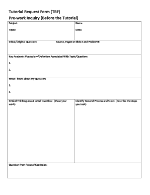 Fillable Online Tutorial Request Form (TRF) Prework Inquiry (Before the ...