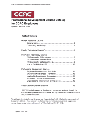 Fillable Online CCAC Employee Professional Development Course Catalog ...