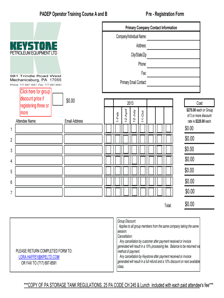 Fillable Online PADEP Operator Training Course A and B Pre ...