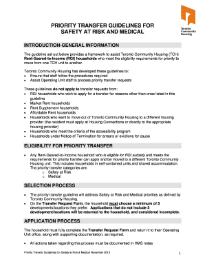 Fillable Online PRIORITY TRANSFER GUIDELINES FOR Fax Email Print ...