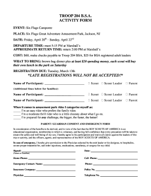 Fillable Online troop204millerplace TROOP 204 BSA ACTIVITY FORM ...