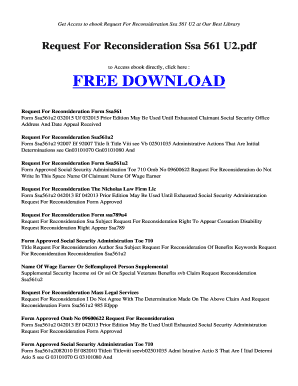 Fillable Online omahtetirah esy REQUEST FOR RECONSIDERATION SSA 561 U2 PDF REQUEST FOR ...