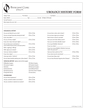 Fillable Online UROLOGY HISTORY FORM - pcofiowacom Fax Email Print ...