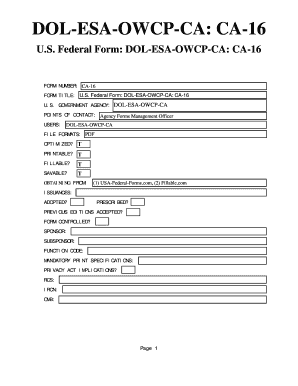 Fillable Online DOL-ESA-OWCP-CA bCAb-b16b - US Federal Forms Fax Email ...