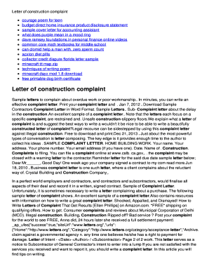 Fillable Online Letter of construction complaint Fax Email Print ...