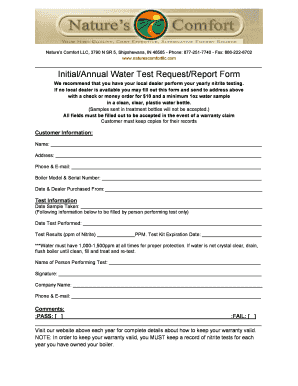 Fillable Online Water Test Request-Report Form - Fax Email Print ...