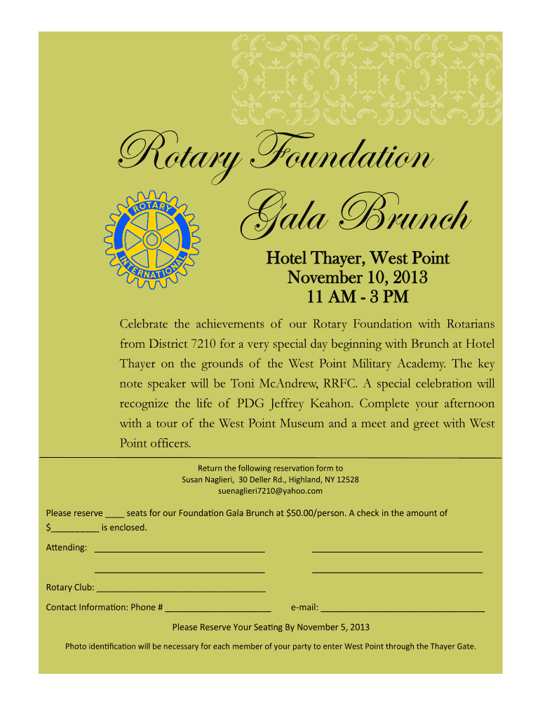 Fillable Online rotary7210 Rotary Foundation Gala Brunch - rotary7210 Fax Email Print - pdfFiller