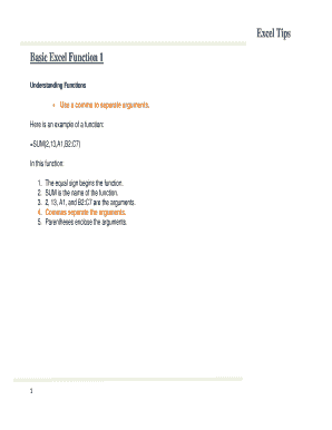 Fillable Online Basic Excel Function 1 Fax Email Print - pdfFiller