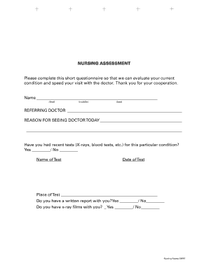 Fillable Online Nursing Assess-SWAT Nursing Assess-SWAT Fax Email Print ...