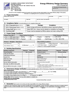Fillable Online milton Energy Efficiency Design Summary bFormb - Town ...