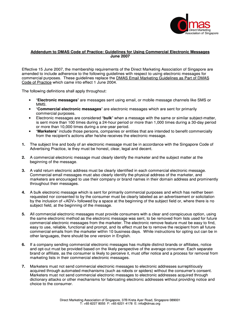 Fillable Online Addendum to DMAS Code of Practice: Guidelines for Using ...