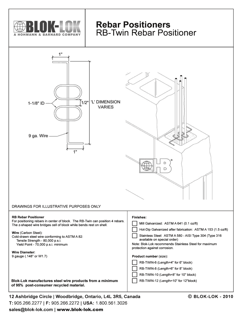 Fillable Online RB-Twin Rebar Positioner - BLOK-LOK Fax Email Print ...