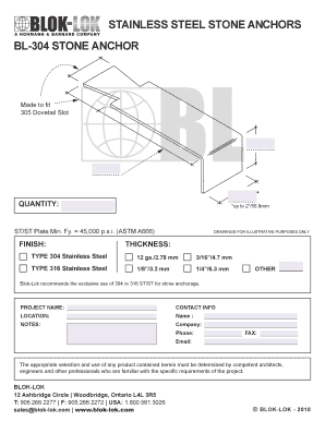Fillable Online BL-304 Stone Anchor - BLOK-LOK Fax Email Print - pdfFiller