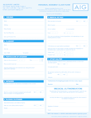 Fillable Online lirinsurance AIG EUROPE LIMITED AIG House, Merrion Road ...