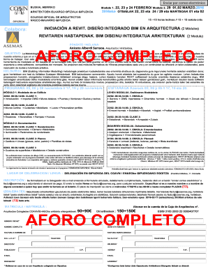 Fillable Online coavn Aforo completo aforo completo - Colegio Oficial de Arquitectos ... Fax ...