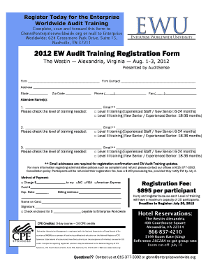 Fillable Online Nashville TN 37211 2012 EW Audit Training Registration ...